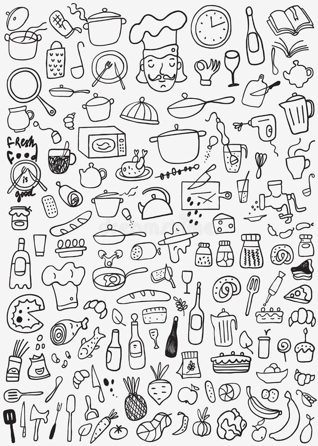 Raw food doodles stock vector. Illustration of icons - 90069848