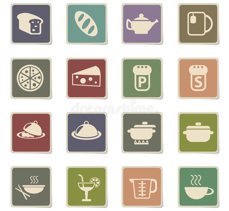 Food and kitchen icon set stock illustration. Illustration of sticker ...