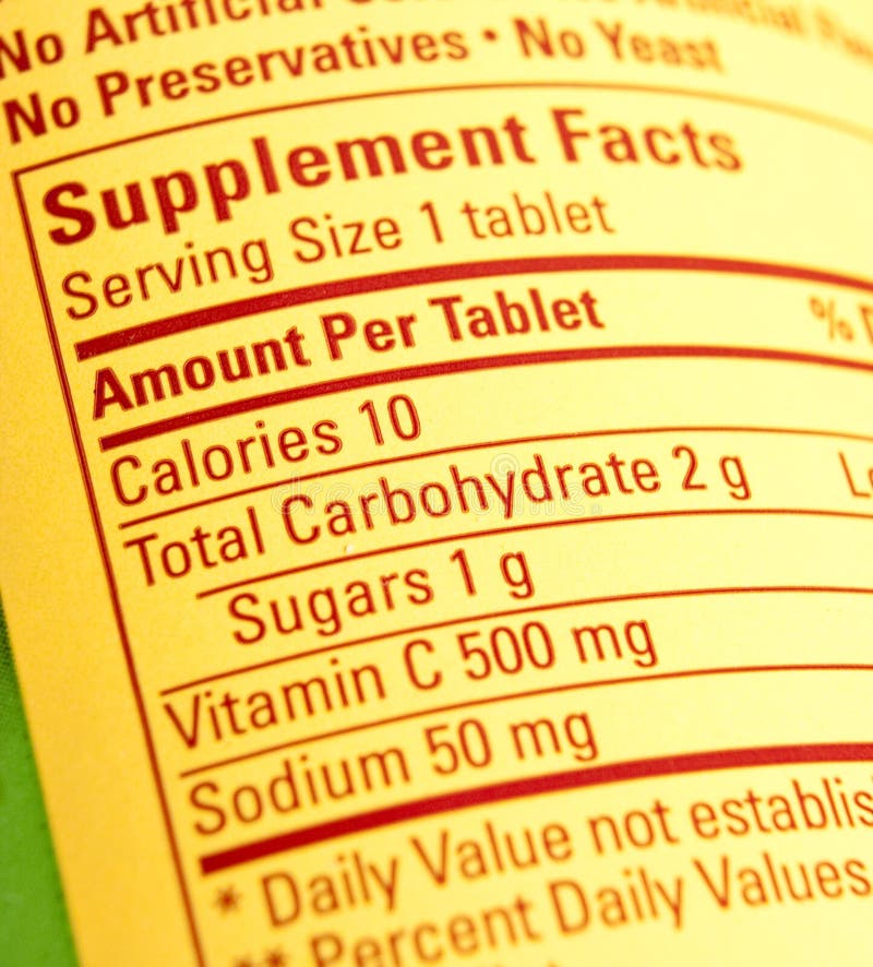 Food label stock photo. Image of supplement, calories - 17479728
