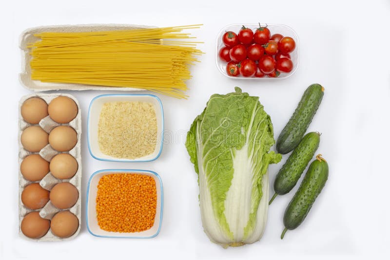 Food Layout of Food, Top View. Food Delivery Concept on White ...