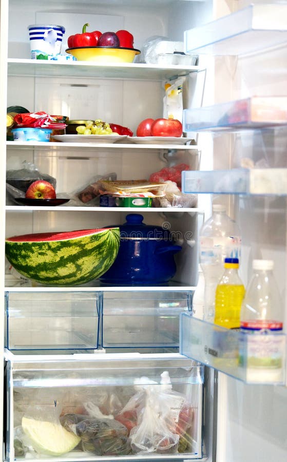Food Lies in the Refrigerator in the Kitchen, Food Stock Image - Image ...
