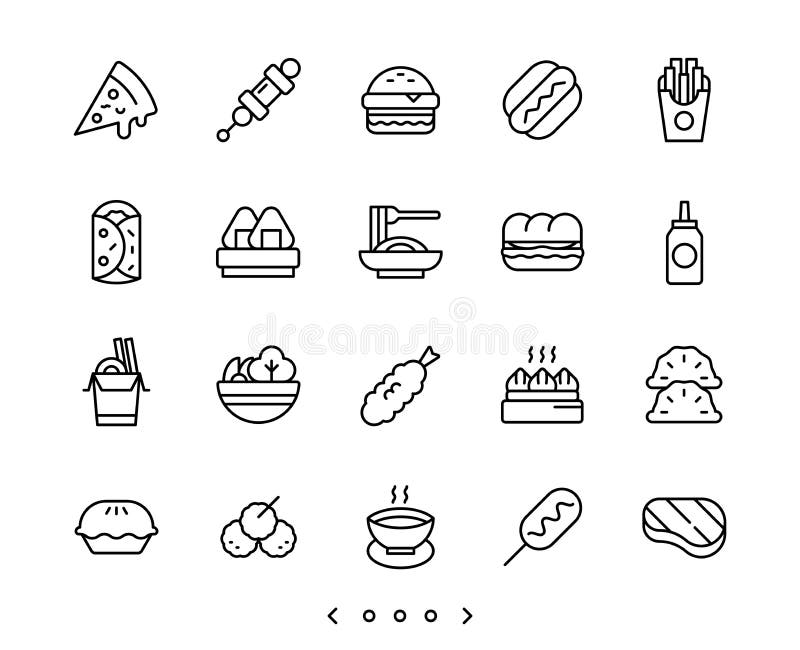 Food line icon set stock vector. Illustration of pizza - 188616656