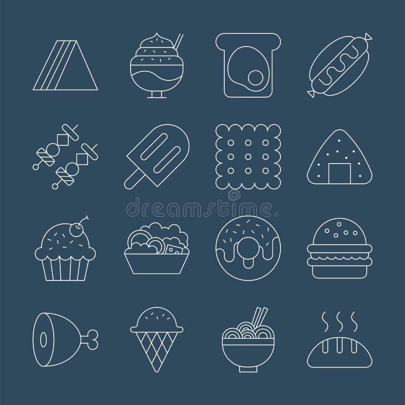 Food line icon set stock vector. Illustration of pictogram - 52488267