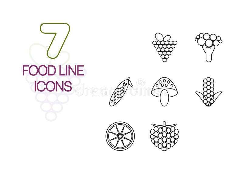 FOOD LINE ICONS SET BLACK on WHITE Stock Vector - Illustration of text ...