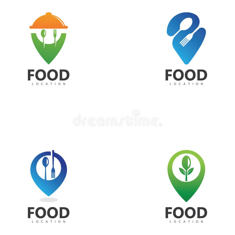 Food Location Logo Design Template Vector Stock Vector - Illustration ...