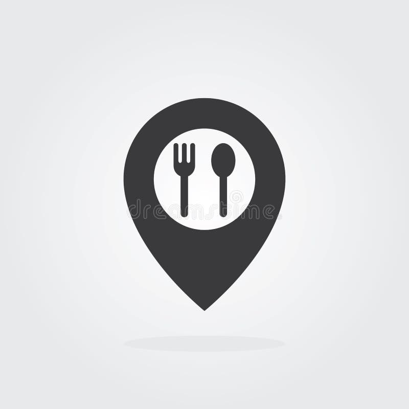 Food Location Pointer with Spoon and Fork Symbol Vector. Map Pointer ...