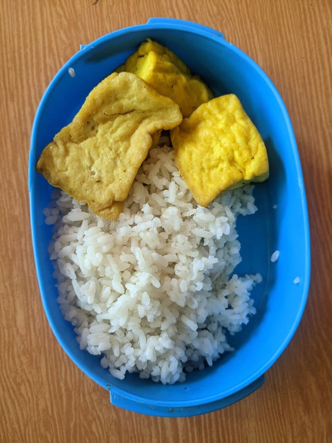 Food Lunch with Rice and Some Fried Tofu Stock Image - Image of dessert ...