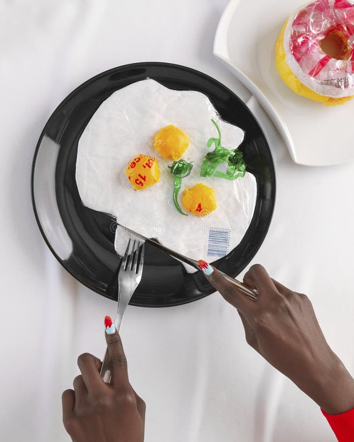 Food Made from Plastic. Poster about the Problem of Microplastics in ...