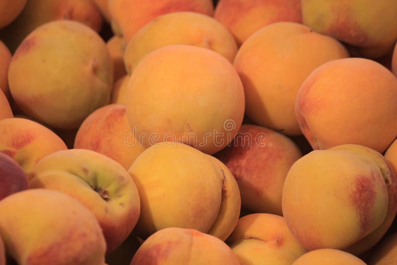 Local Food Market in Valencia, Spain - Yellow, Red Peaches Stock Image ...
