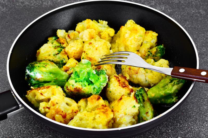 Food without Meat: Cauliflower and Broccoli, Fried in Batter. Stock ...