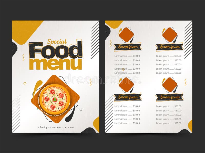 Food Menu Card Template or Flyer Design in Front and Back Stock ...