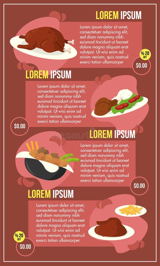 Food Menu Detail Layout. Vector Stock Vector - Illustration of fries ...