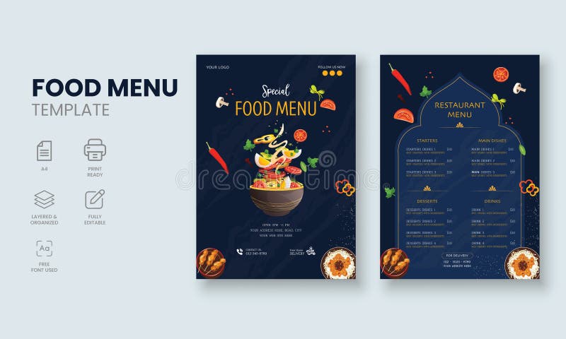 Food Menu Poster Design Template Stock Vector - Illustration of poster ...