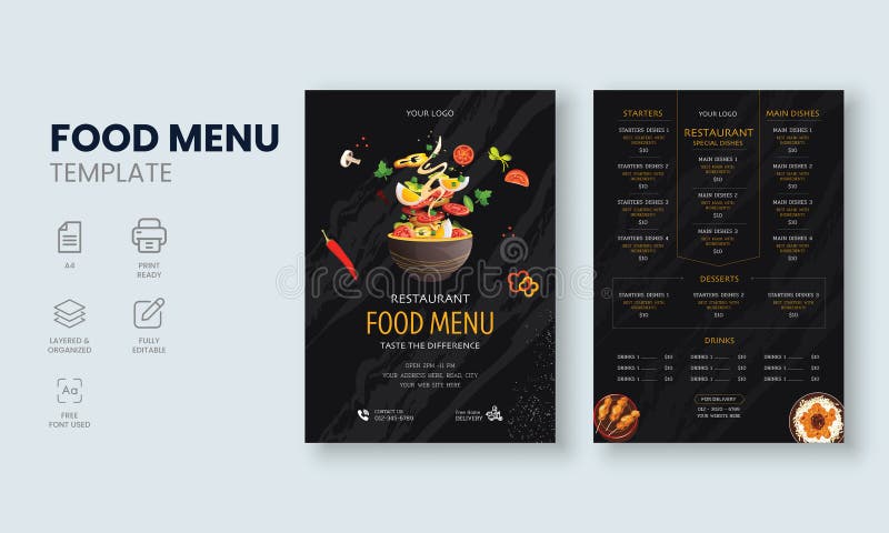 Food Menu Poster Design Template Stock Vector - Illustration of ...