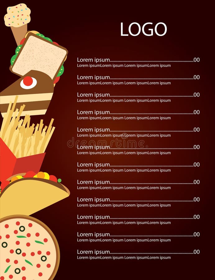Food Menu with sample text stock illustration. Illustration of pastry ...