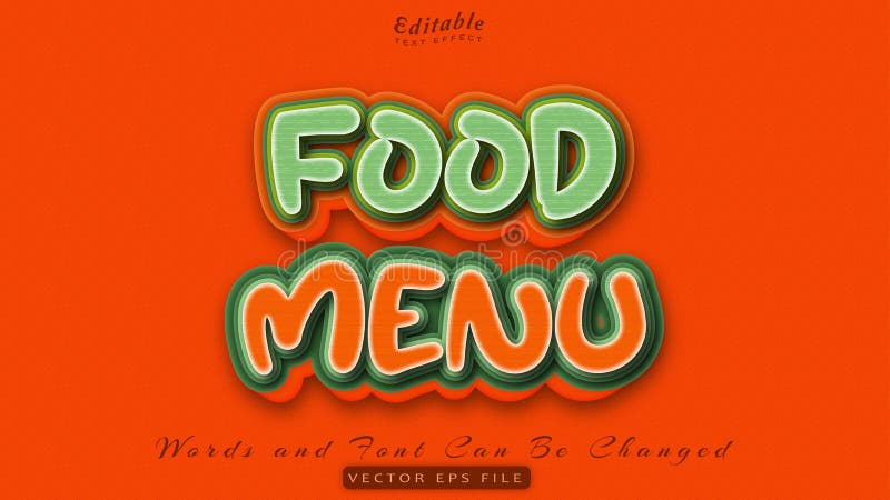 Food menu text effect stock illustration. Illustration of colourful ...