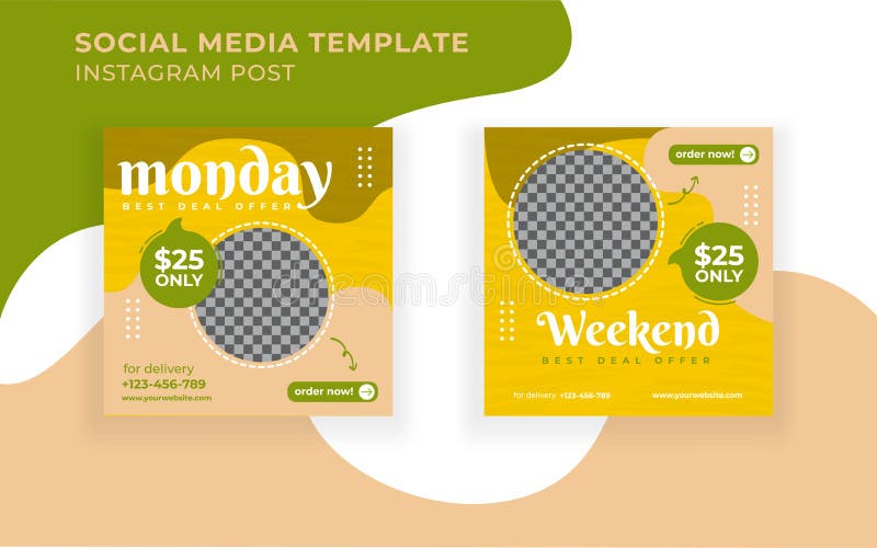 Food Menu To Activity Social Media Post Template Stock Vector ...