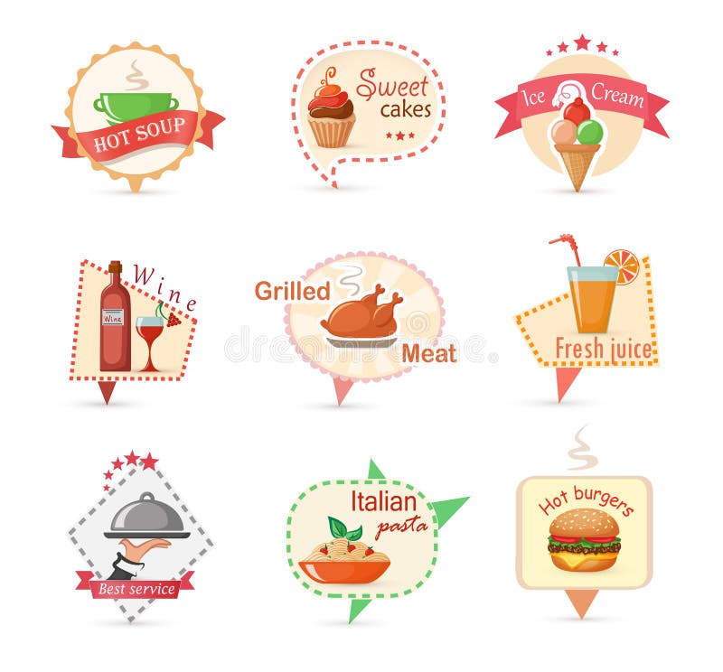 Food Modern Colorful Labels Stock Vector - Illustration of american ...