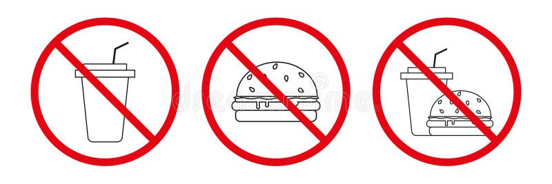 Food Not Allowed Vector Silhouette Stock Vector - Illustration of drink ...