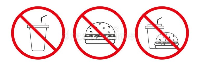 Food Not Allowed Vector Silhouette Stock Vector - Illustration of drink ...
