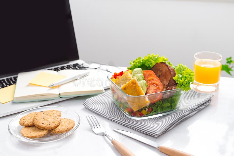 Food in the Office. Healthy Lunch for Work. Stock Photo - Image of ...