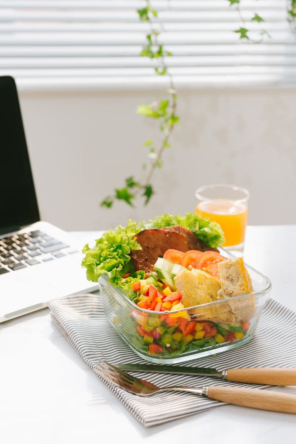 Food in the Office. Healthy Lunch for Work. Stock Photo - Image of ...
