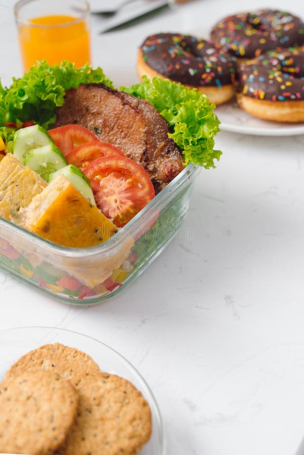 Food in the Office. Healthy Lunch for Work. Stock Image - Image of food ...