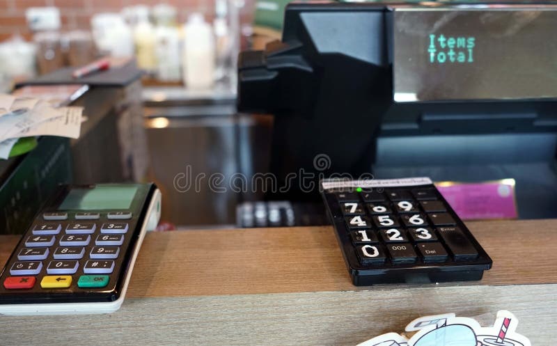 A Food Ordering Counter and Payment Terminal for Order Stock Photo ...