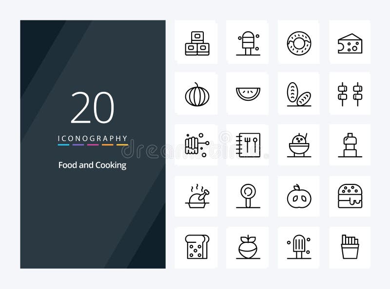 20 Food Outline Icon for Presentation Stock Vector - Illustration of ...