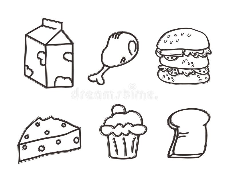 Food outline set stock vector. Illustration of graphic - 30789290