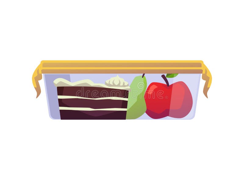 Food Packed in Container for Snacking at Work or School, Flat Vector ...