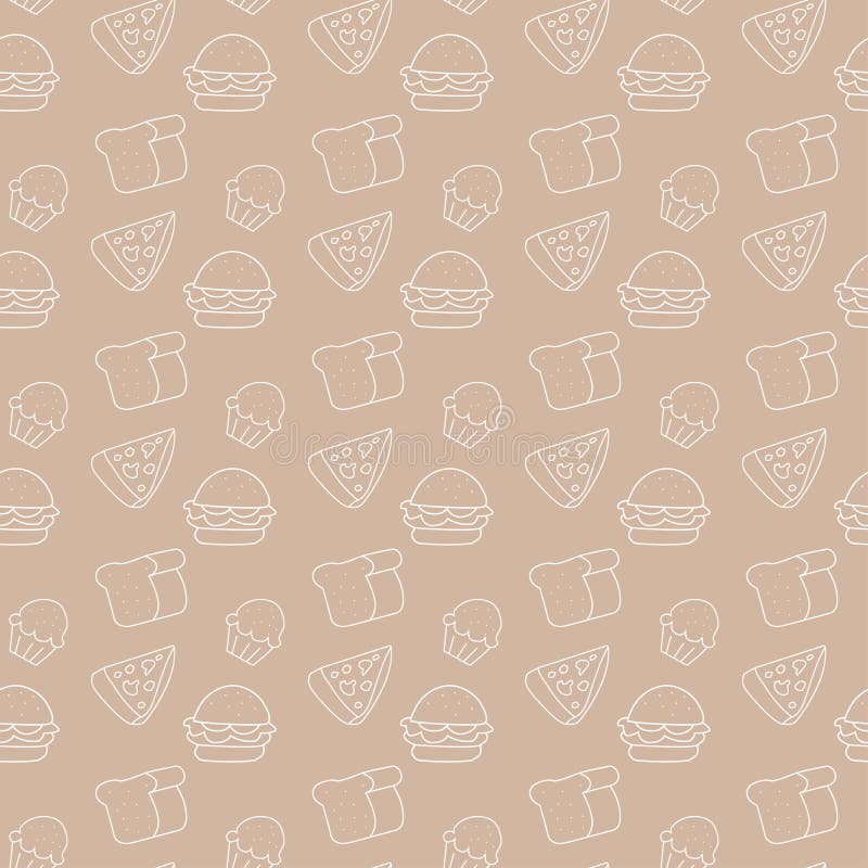 Food Pattern Seamless Background, Bakery Stock Vector - Illustration of ...