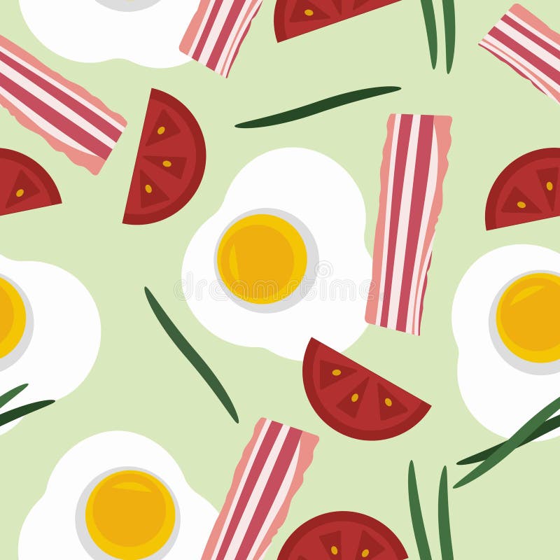 Food Pattern Seamless Scrambled Eggs and Bacon Vector Stock Vector ...