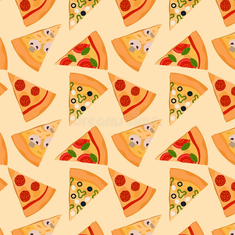 Food Pattern with Slices Pizza, Package Concept Vector Illustration in ...