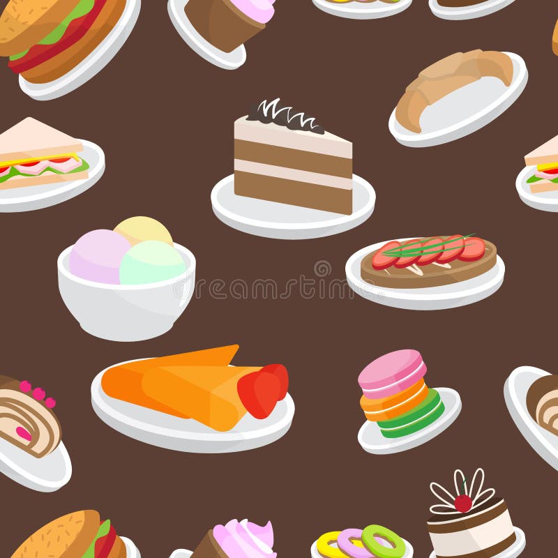 Food Pattern Vector Illustration. Stock Vector - Illustration of ...