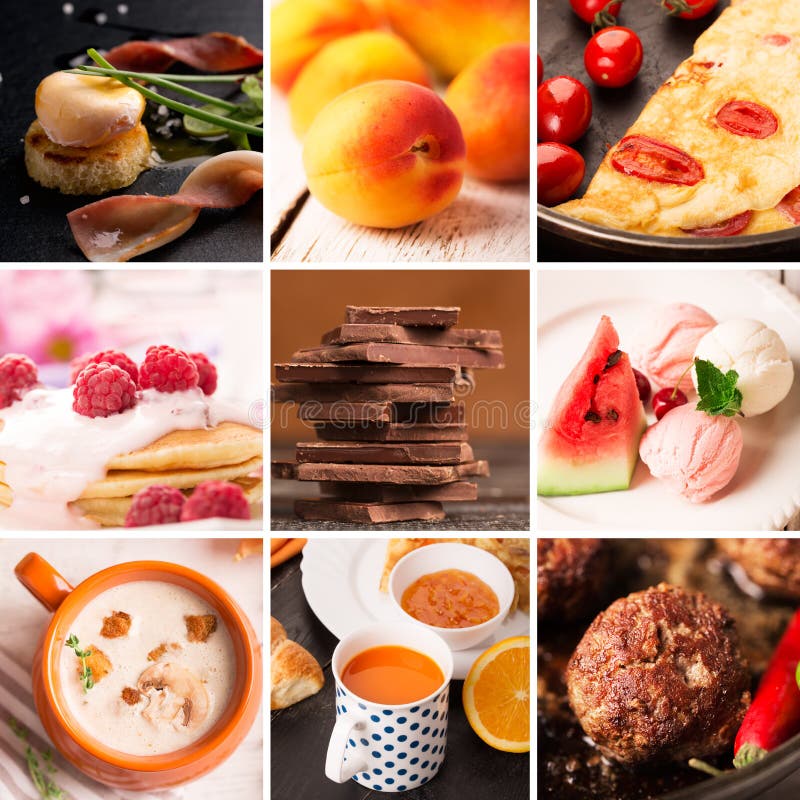 Food photo collage stock photo. Image of drink, cold - 61915840