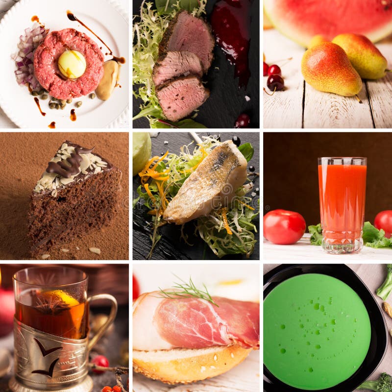 Food photo collage stock image. Image of cold, menu, jamon - 61916113