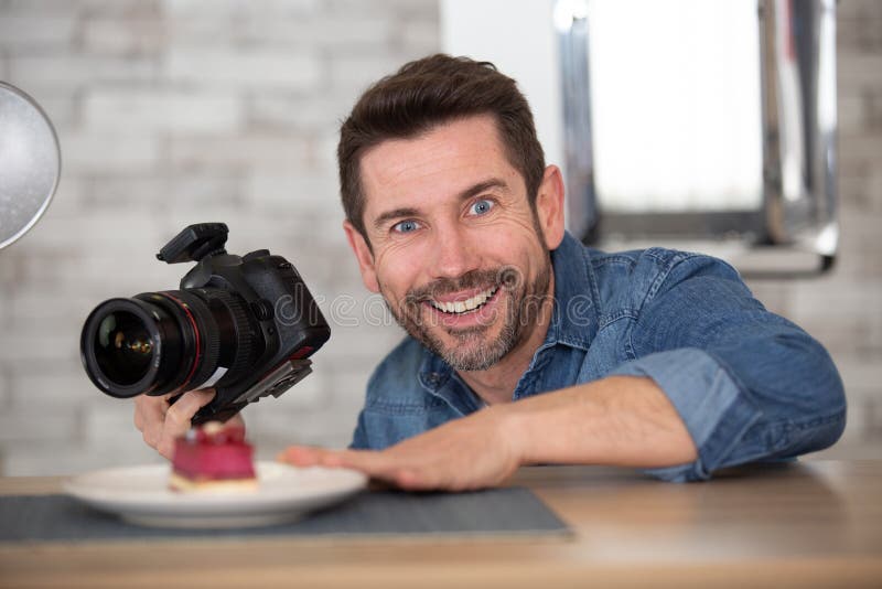 Food Photographer Smiling at Camera Stock Image - Image of adult, sugar ...