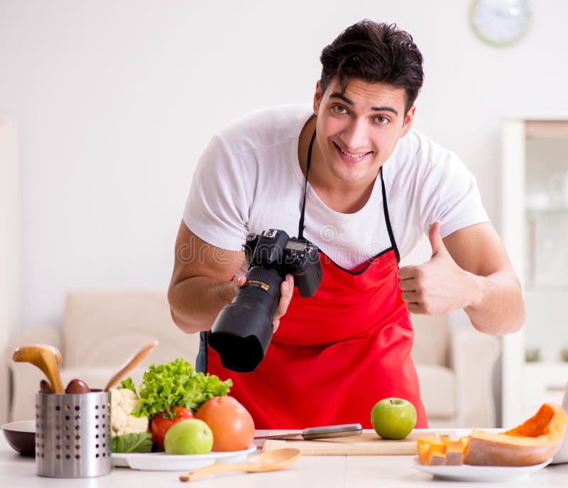 Food Photographer Taking Photos in Kitchen Stock Image - Image of ...