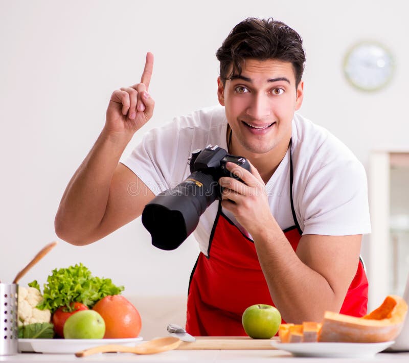 Food Photographer Taking Photos in Kitchen Stock Image - Image of ...