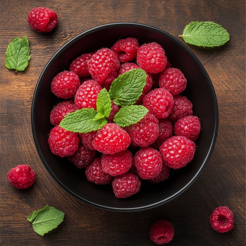 Food Photography Background with Raspberries and Banner. Stock Image ...