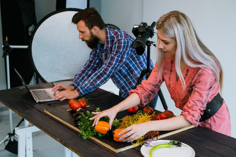 Food Photography Teamwork Studio Photographer Stock Photo - Image of ...