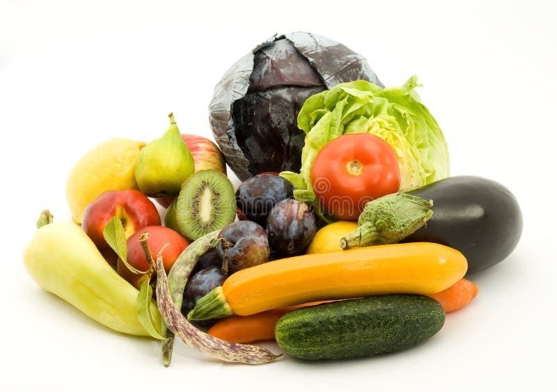 Food pile stock image. Image of isolated, plum, cucumber - 5707255