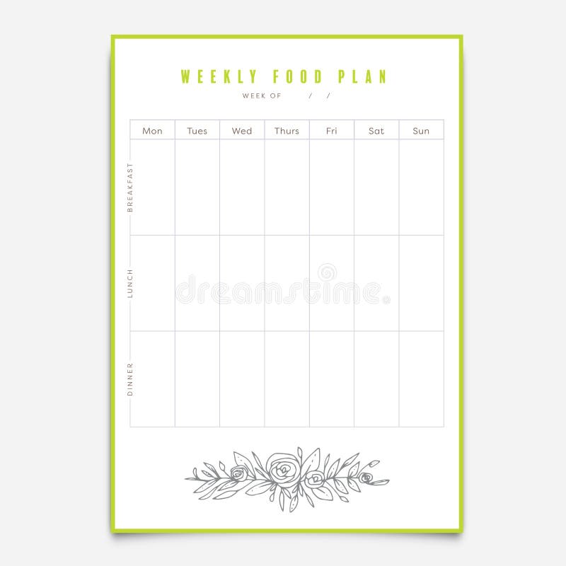 Food planner template stock vector. Illustration of border - 99449536