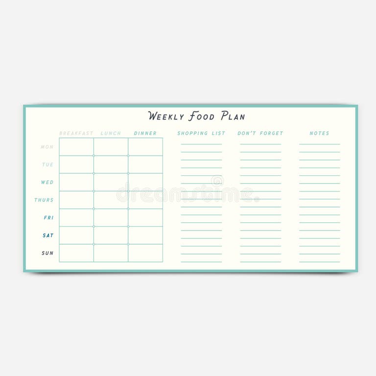 Food Planner Template Stock Illustrations – 1,933 Food Planner Template ...