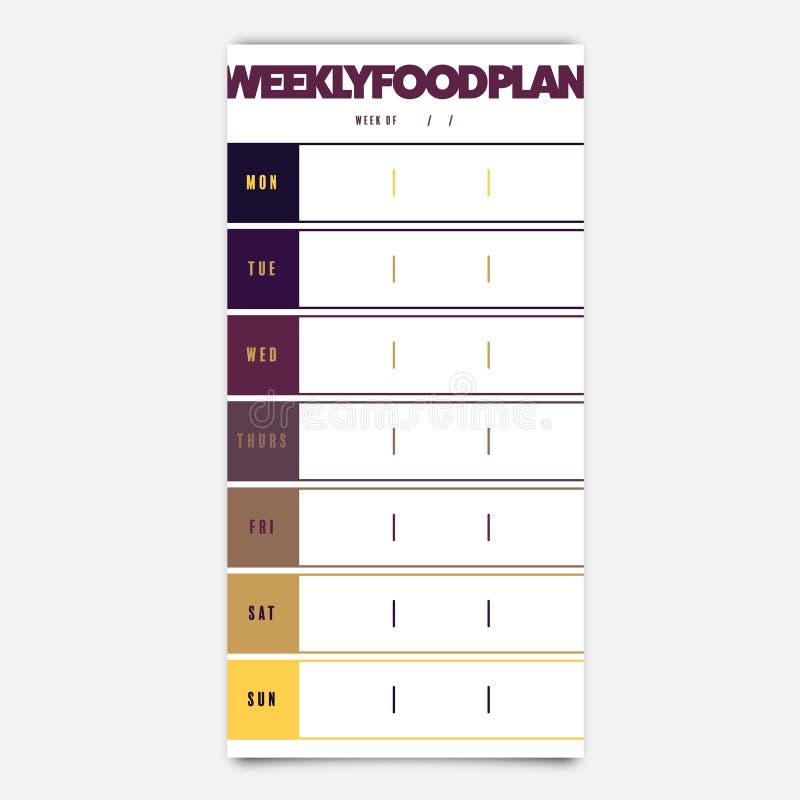 Food planner template stock vector. Illustration of count - 99449745