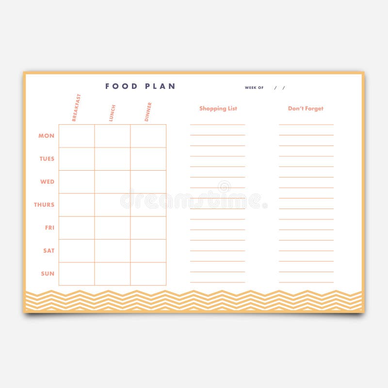 Food planner template stock vector. Illustration of message - 99449679