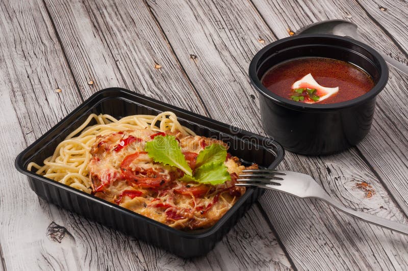 Food in Plastic Containers. Concept: Food Delivery Stock Image - Image ...