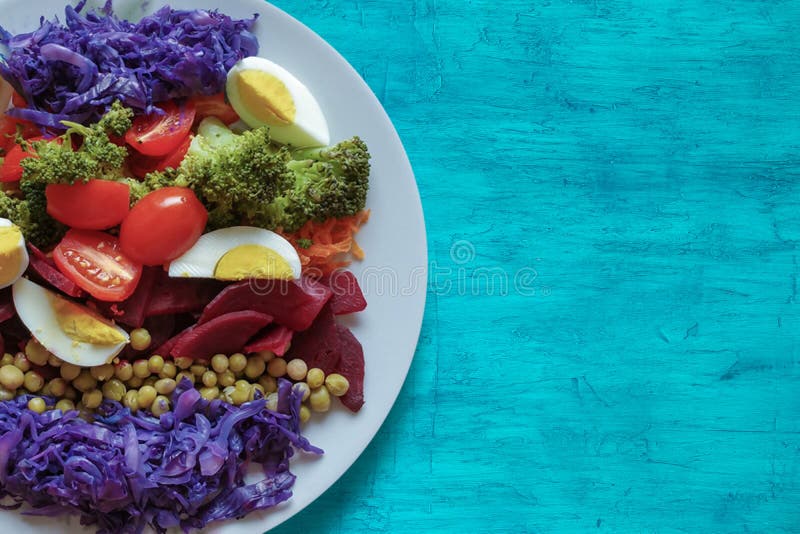 Plate of Healthy Food with Colorful Salad Stock Photo - Image of ...