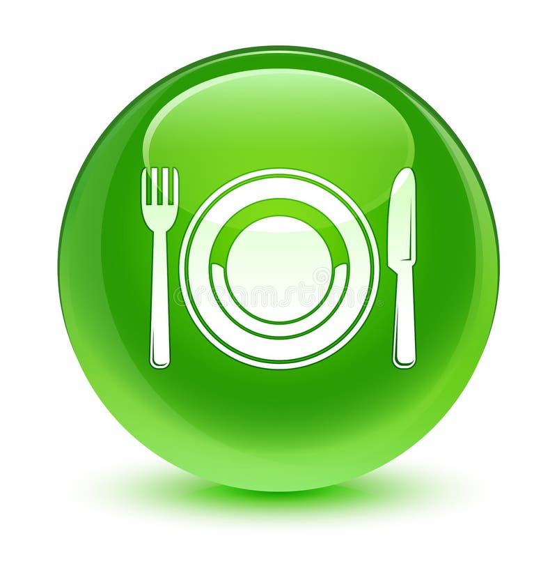 Food Plate Icon Glassy Green Round Button Stock Illustration ...
